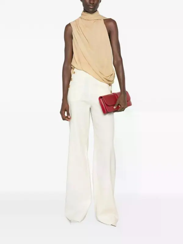 Max Mara Button-embellished Wide-leg Trousers