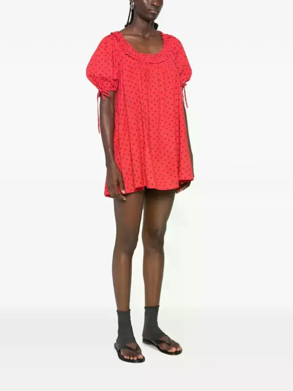 DAMSON MADDER Jemima Cherry-print Mini Dress - Red
