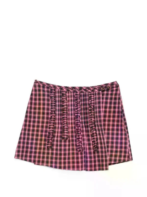 DAMSON MADDER Glinda Ruffled Checked Mini Skirt - Pink