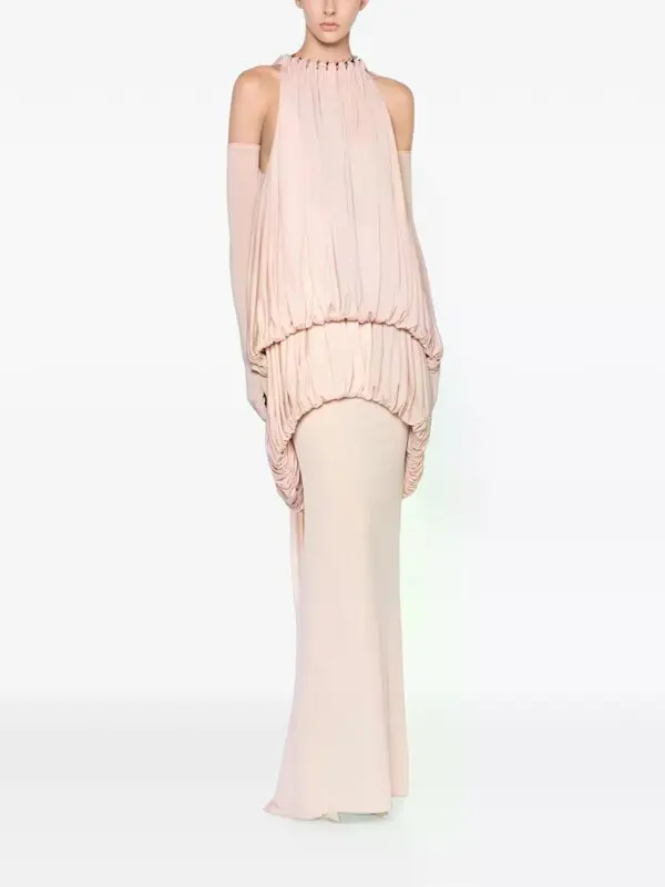 CHATS BY C.DAM Mayer Draped-bodice Metal-hardware Maxi Dress - Pink