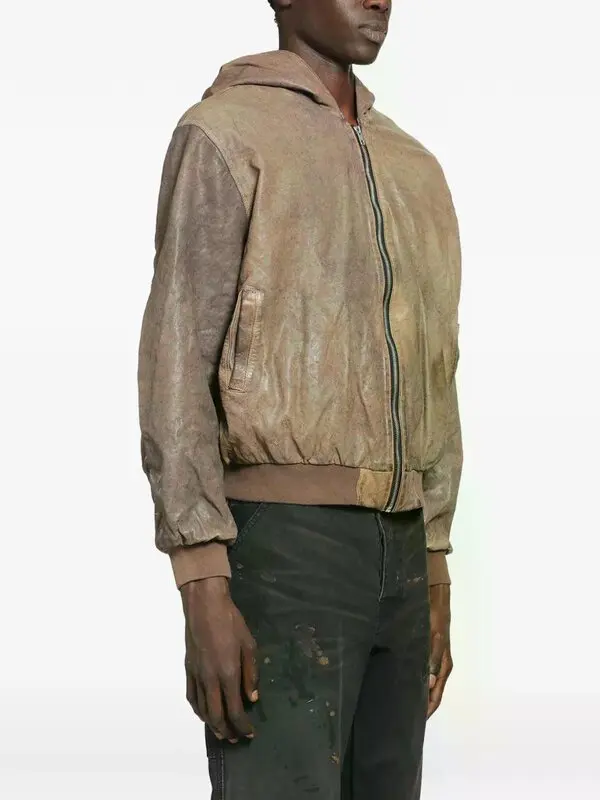 ALEXANDER DIGENOVA Hooded Leather Bomber Jacket
