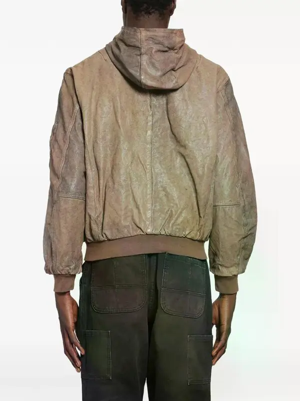 ALEXANDER DIGENOVA Hooded Leather Bomber Jacket