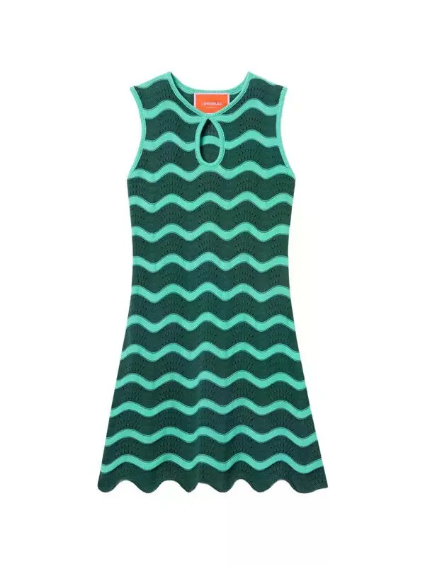 La DoubleJ Wavy Crochet-knit Mini Dress