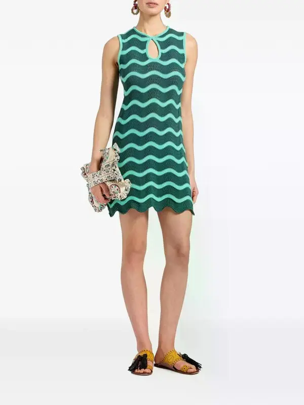 La DoubleJ Wavy Crochet-knit Mini Dress