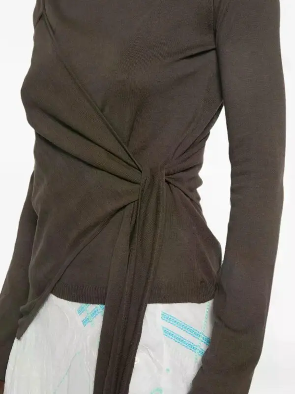 DAMSON MADDER Wrap-style Sweater With Boat Neck And Side Tie - Green