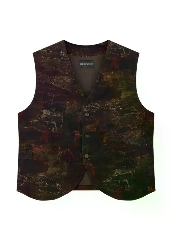 Emporio Armani Abstract Print Bead-embellished Waistcoat
