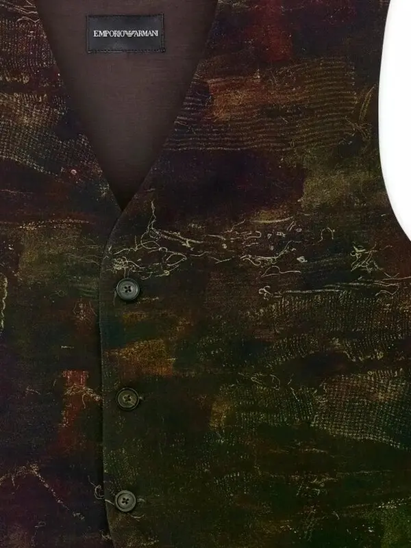 Emporio Armani Abstract Print Bead-embellished Waistcoat