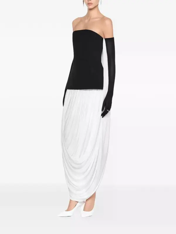 CHATS BY C.DAM Shirley Draped Strapless Maxi Dress