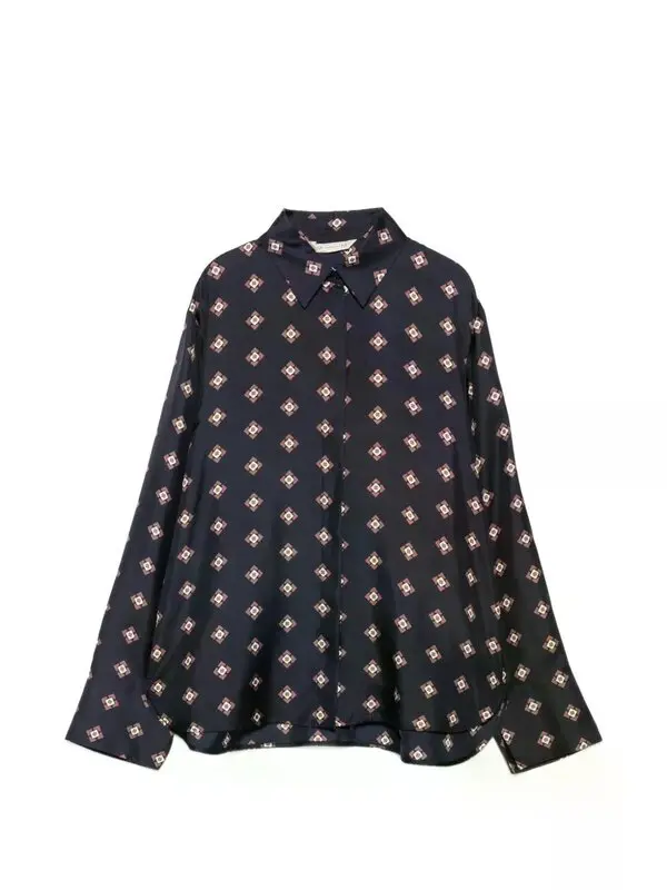 Max Mara Disco Silk Geometric Print Shirt - Blue