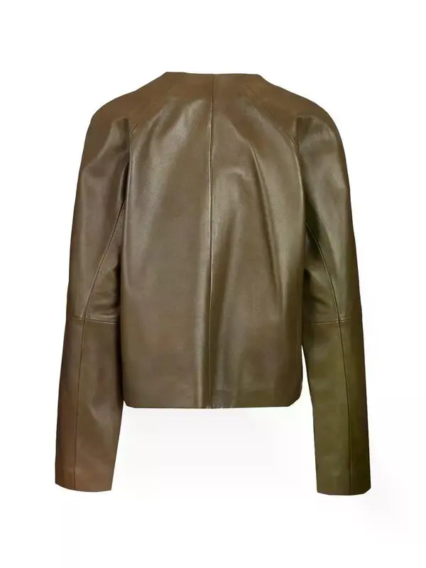 Max Mara Round-neck Leather Jacket