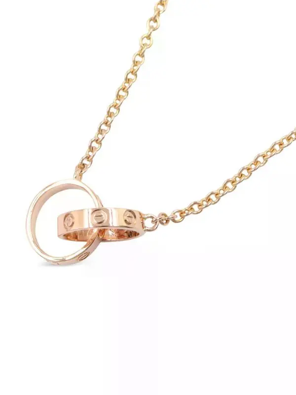 Cartier 18kt Rose Love Interlocking Rings Necklace