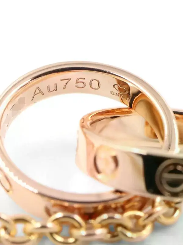 Cartier 18kt Rose Love Interlocking Rings Necklace