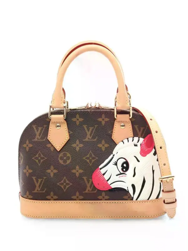 LOUIS VUITTON Monogram Alma Bb Zebra Appliqué Handbag - Brown