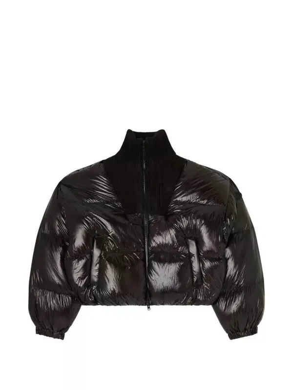 DIESEL® High-neck Puffer Jacket With Glossy Finish - Black