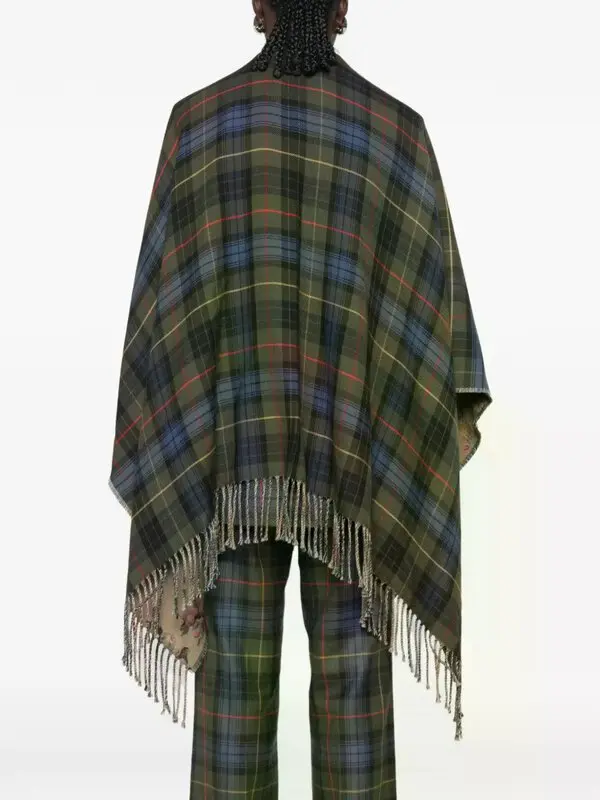 Etro Tartan Fringed Poncho