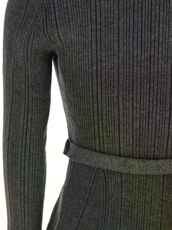 SELF-PORTRAIT Belted Ribbed-knit Cardigan
