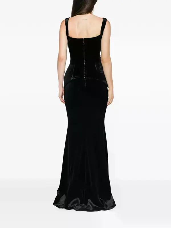 ADAMARIS Bead-embellished Velvet Maxi Skirt And Top Set