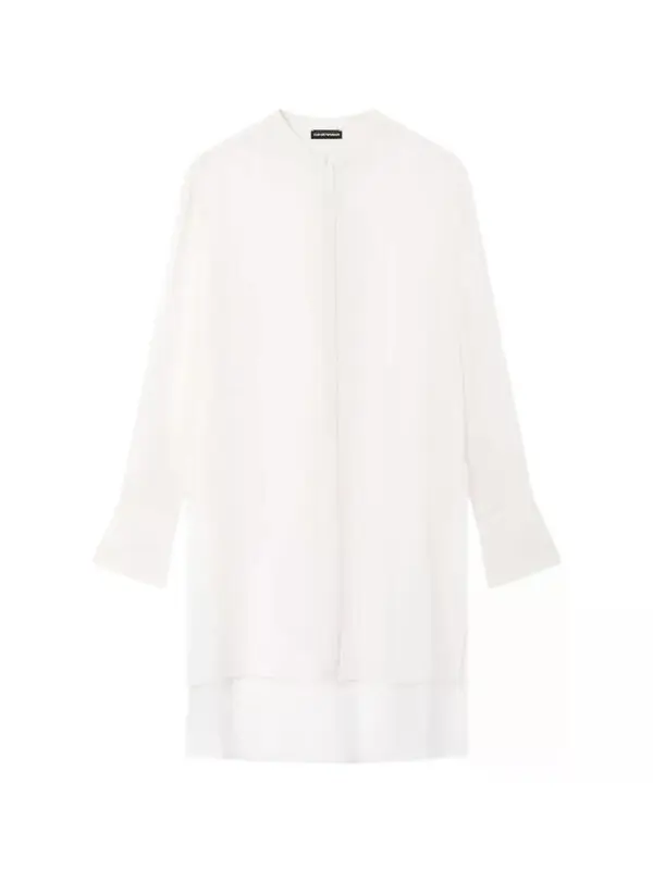 Emporio Armani Band Collar Chiffon Shirt