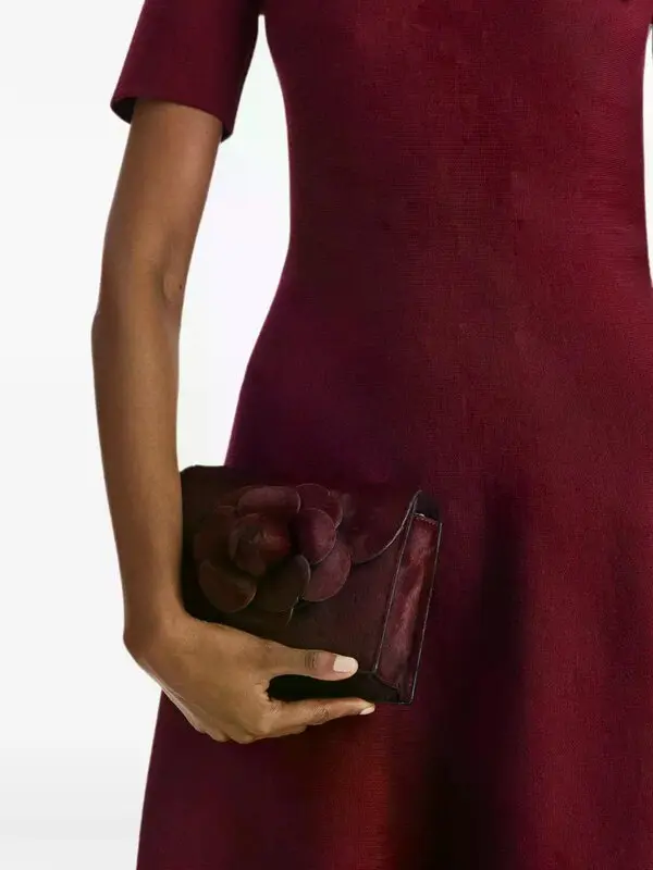 Oscar De La Renta Mini Tro Floral-appliqué Clutch Bag