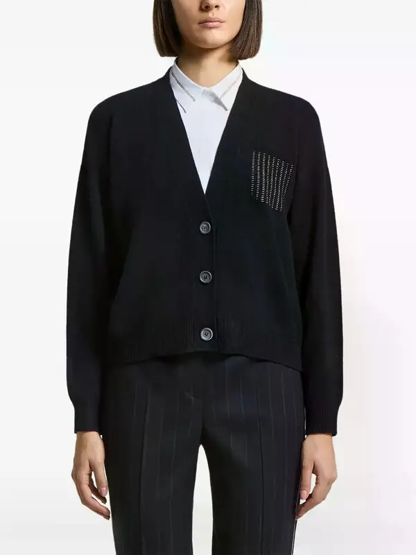Peserico Bead-embellished V-neck Cardigan - Blue