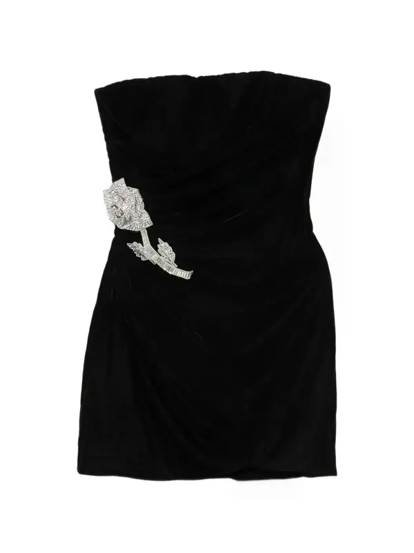 ADAMARIS Crystal-embellished Strapless Velvet Mini Dress