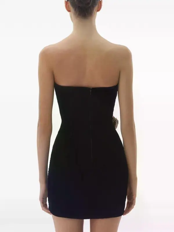 ADAMARIS Crystal-embellished Strapless Velvet Mini Dress