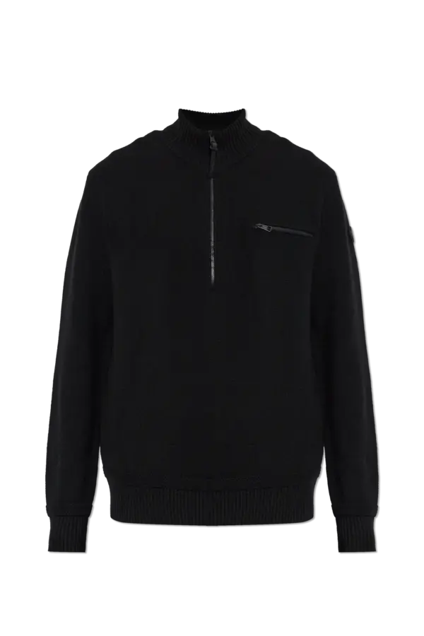 Moncler Wool Sweater With Pocket - Black
