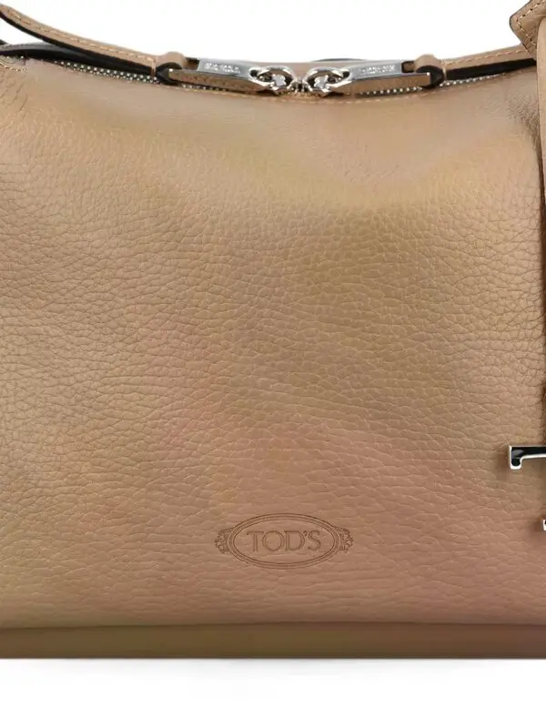 TOD'S Timeless Pebbled Leather Tote Bag - Neutrals