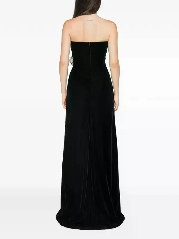 ADAMARIS Crystal-embellished Strapless Velvet Maxi Dress