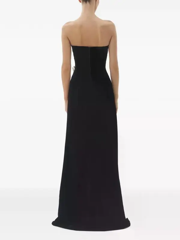 ADAMARIS Crystal-embellished Strapless Velvet Maxi Dress - Black