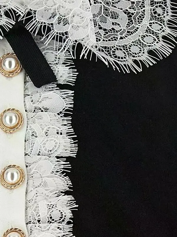 SELF-PORTRAIT Lace-collar Knitted Top