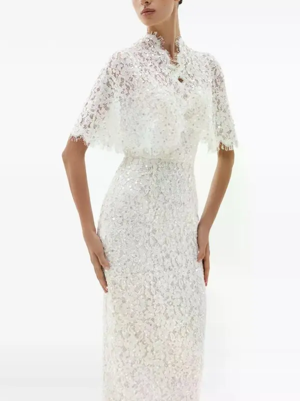 ADAMARIS Sequin-embroidered Lace Cropped Jacket