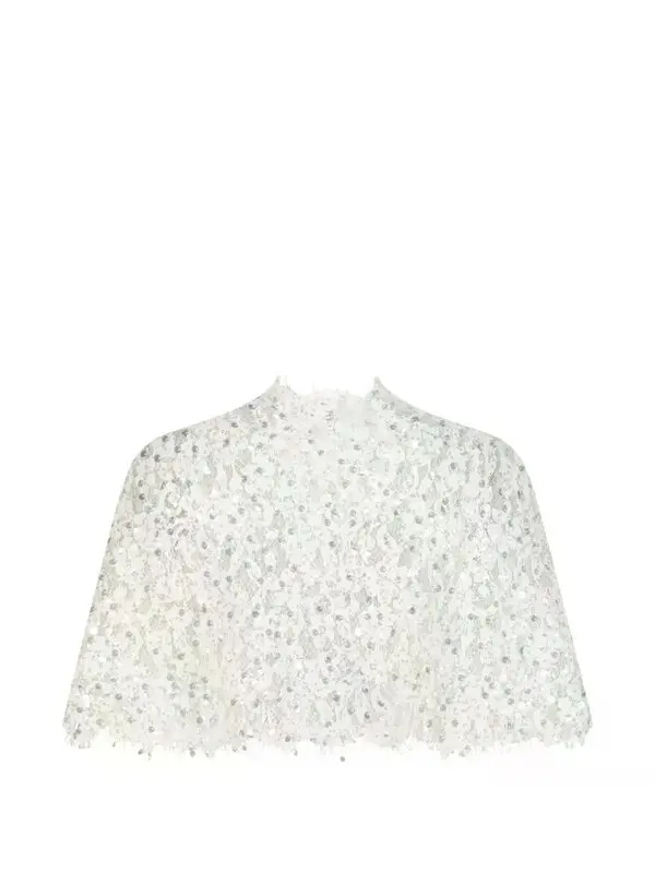 ADAMARIS Sequin-embroidered Lace Cropped Jacket
