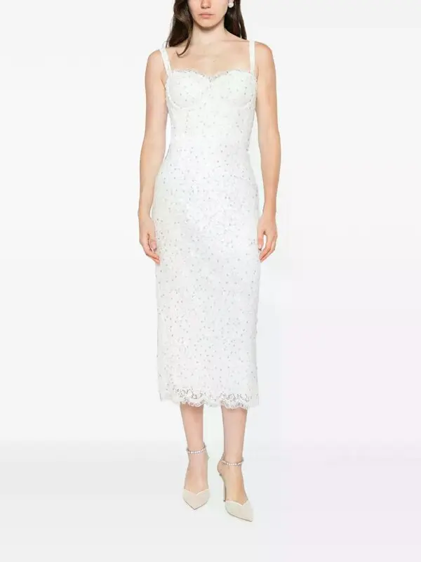 ADAMARIS Sequin-embroidered Lace-trimmed Midi Dress