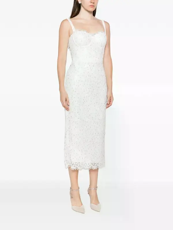 ADAMARIS Sequin-embroidered Lace-trimmed Midi Dress