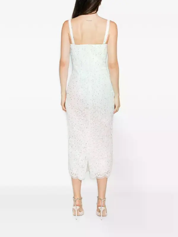 ADAMARIS Sequin-embroidered Lace-trimmed Midi Dress