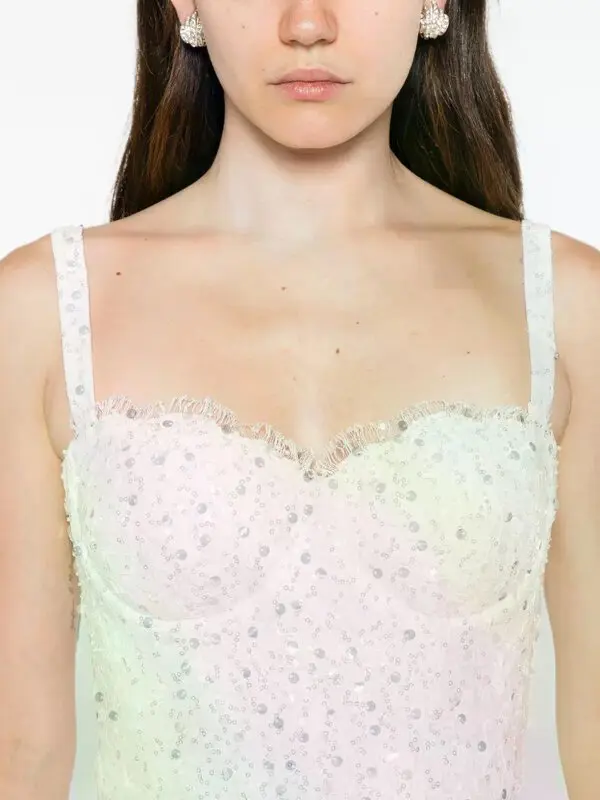 ADAMARIS Sequin-embroidered Lace-trimmed Midi Dress