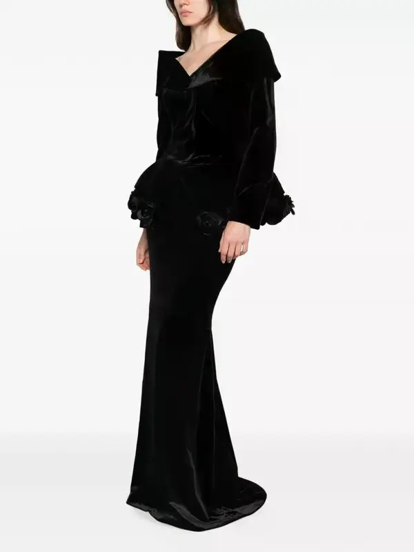 ADAMARIS Floral-appliqué Maxi Skirt And Top Set