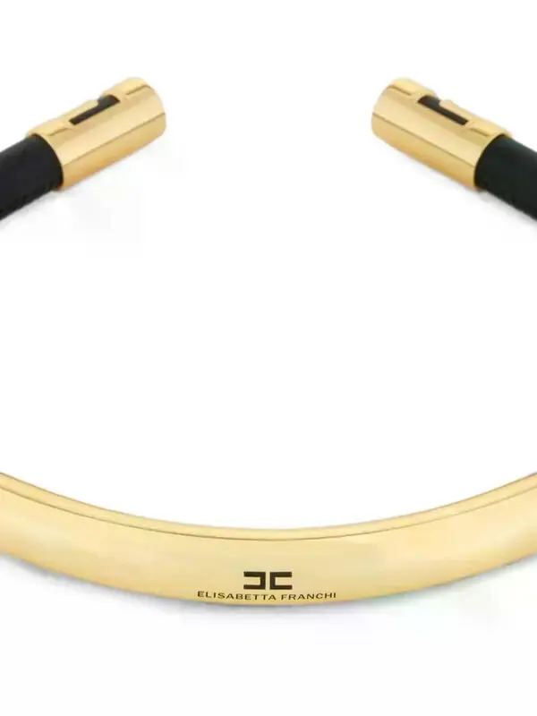 Elisabetta Franchi Necklace With Jewel Plaque And Logo Detail - Gold