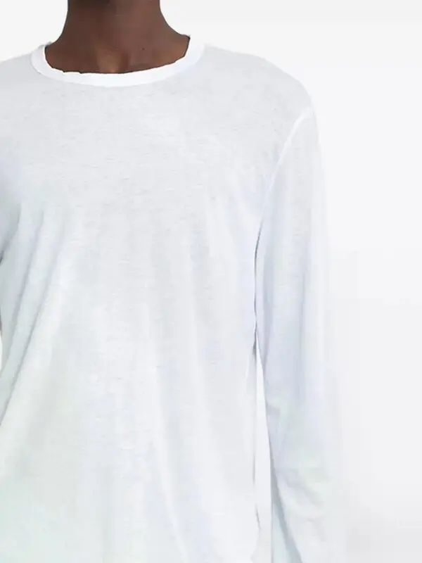 JAMES PERSE Shirttail Hem Crew Long-sleeve Cotton T-shirt