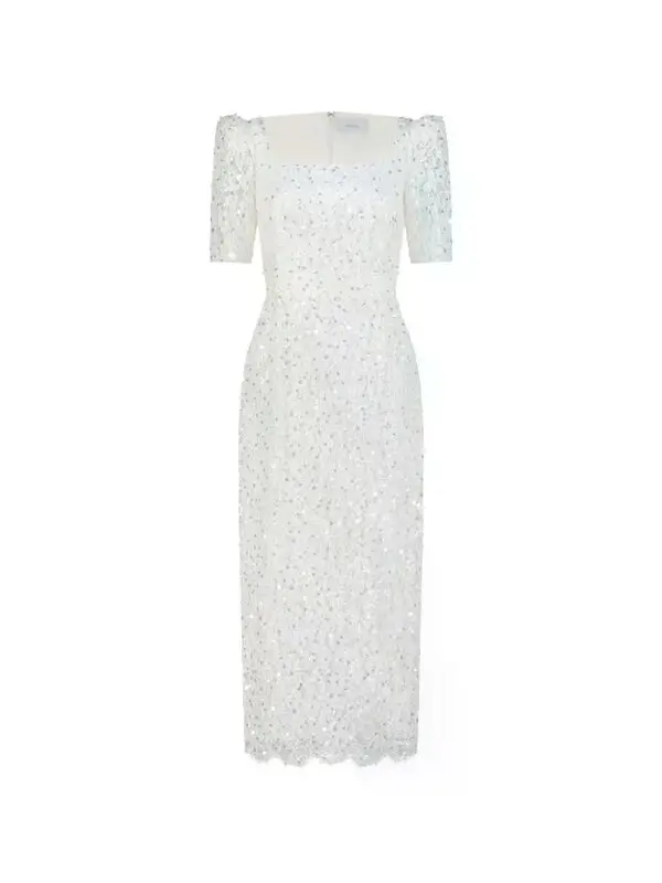 ADAMARIS Sequin-embellished Lace Midi Dress - White