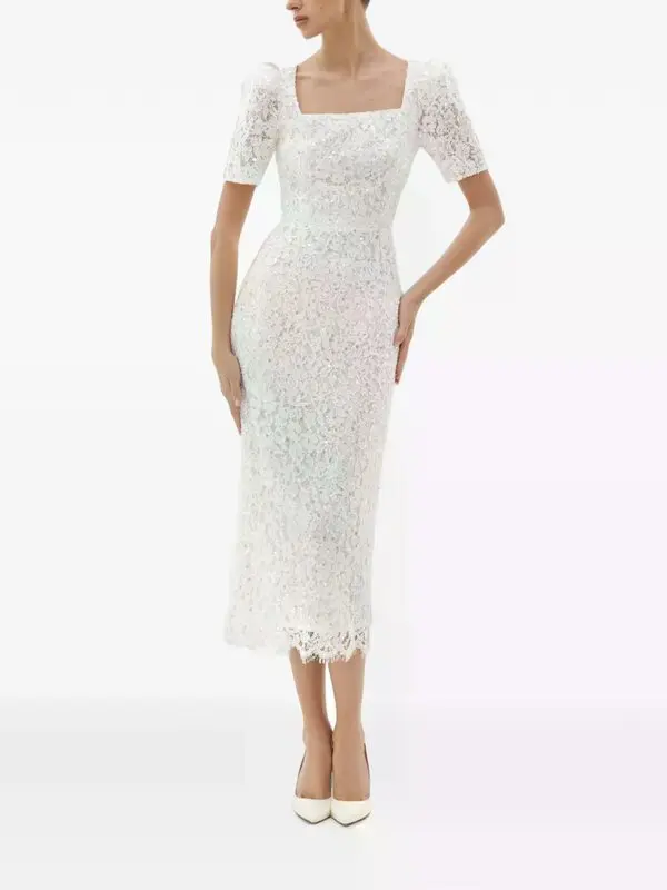 ADAMARIS Sequin-embroidered Lace Midi Dress