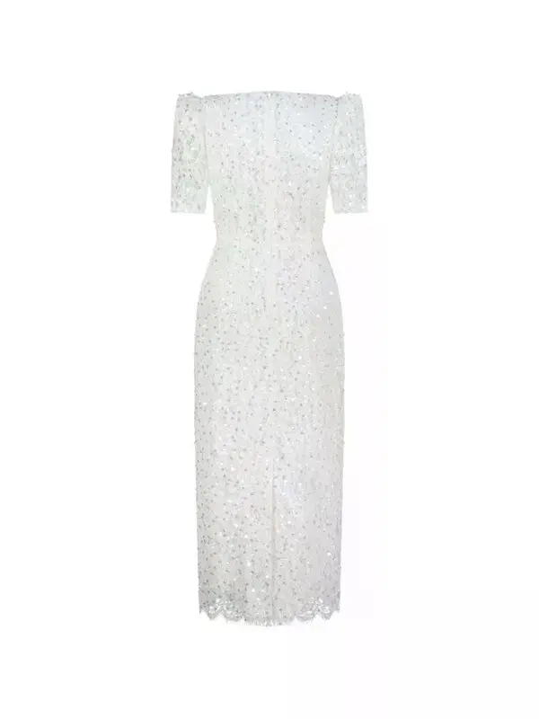 ADAMARIS Sequin-embroidered Lace Midi Dress