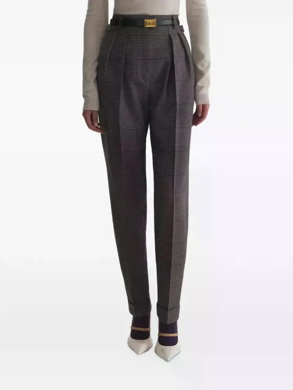 MUGLER Houndstooth Check Tailored Trousers - Grey