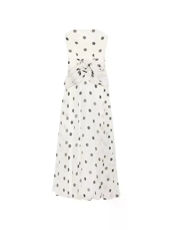 ADAMARIS Polka-dot Floral-appliqué Maxi Dress