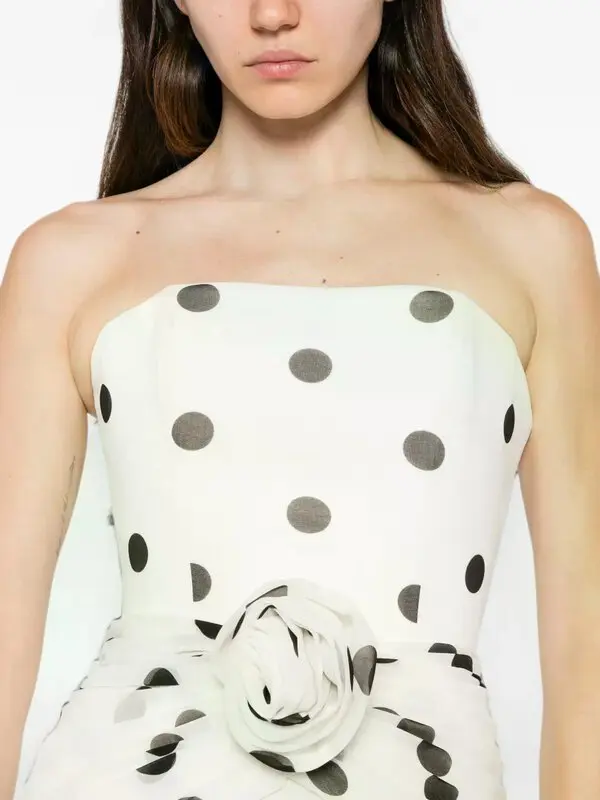 ADAMARIS Polka-dot Floral-appliqué Maxi Dress