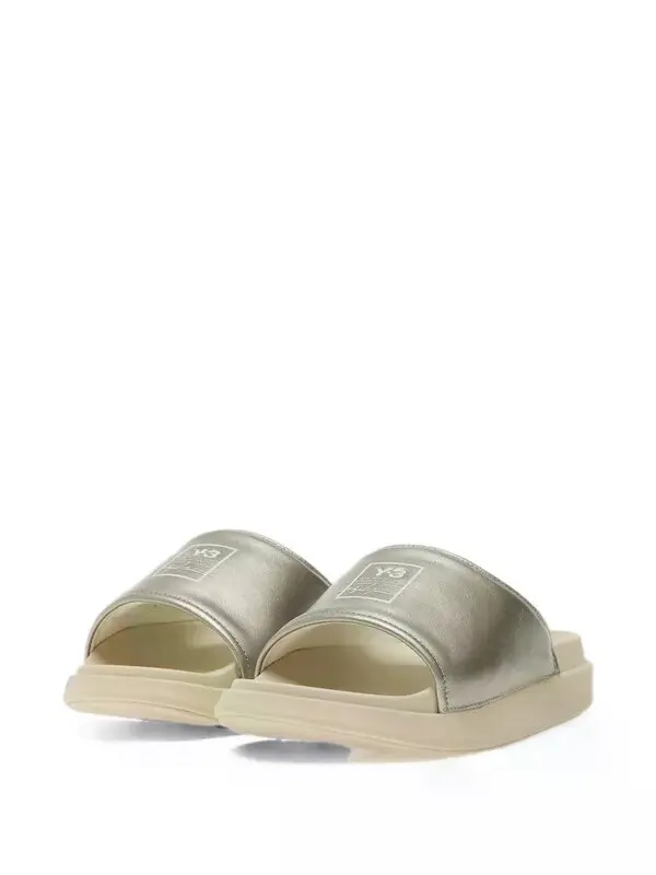 Y3 Metallic-strap Logo-print Slides