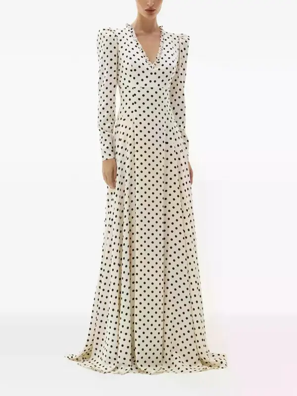 ADAMARIS V-neck Polka Dot Maxi Dress