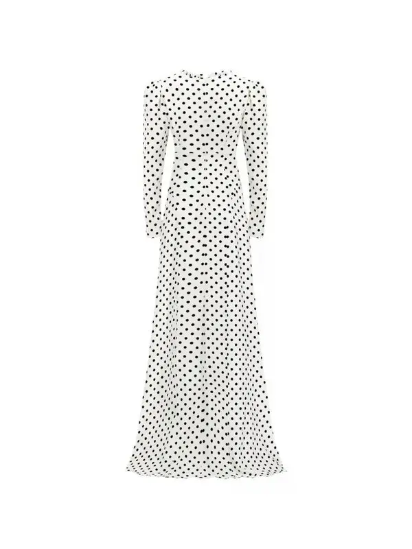 ADAMARIS V-neck Polka Dot Maxi Dress