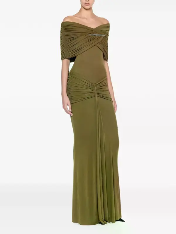 CHATS BY C.DAM Off-shoulder Draped Maxi Dress